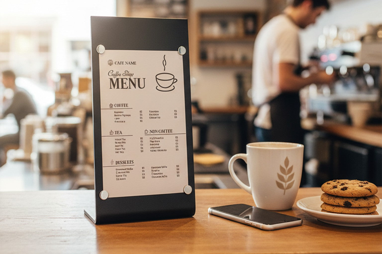 Tabletop Magnetic Menu Board – Modern Table Display Stand - Adroniki