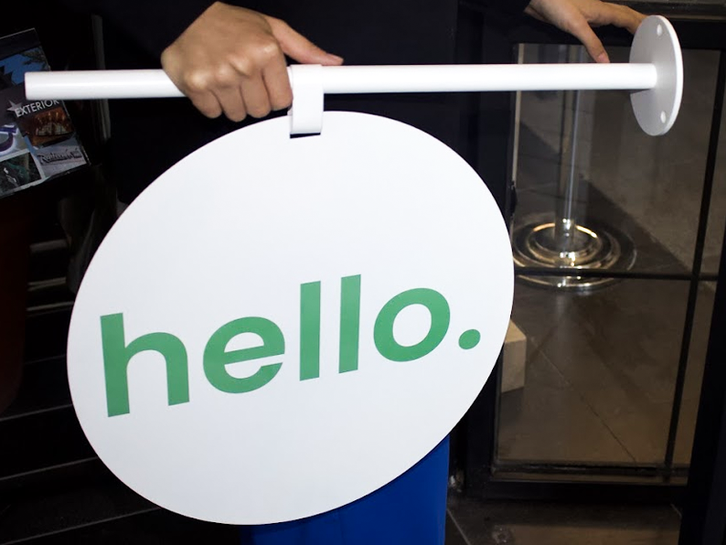 Double-Sided Round Flag Sign Design - Adroniki